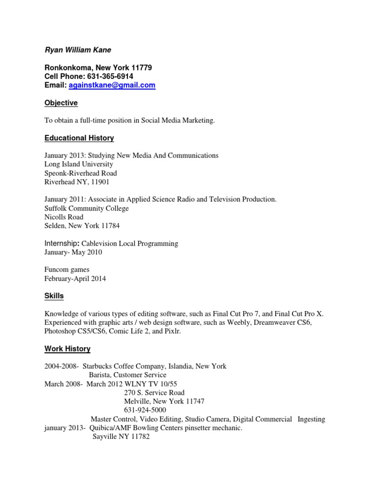 Ryan Kane: Social Media Marketing Resume | PDF | Art