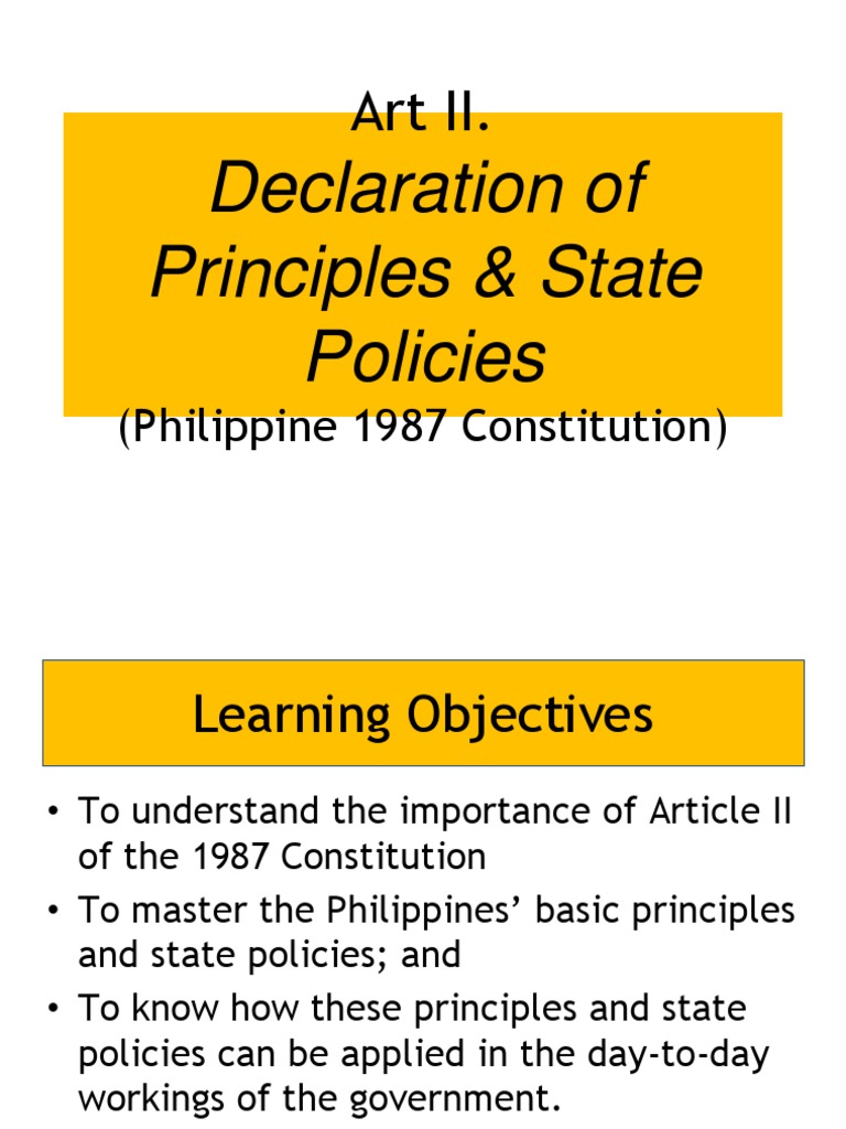 Declaration of Principles & State Policies: Art II | PDF | Social ...