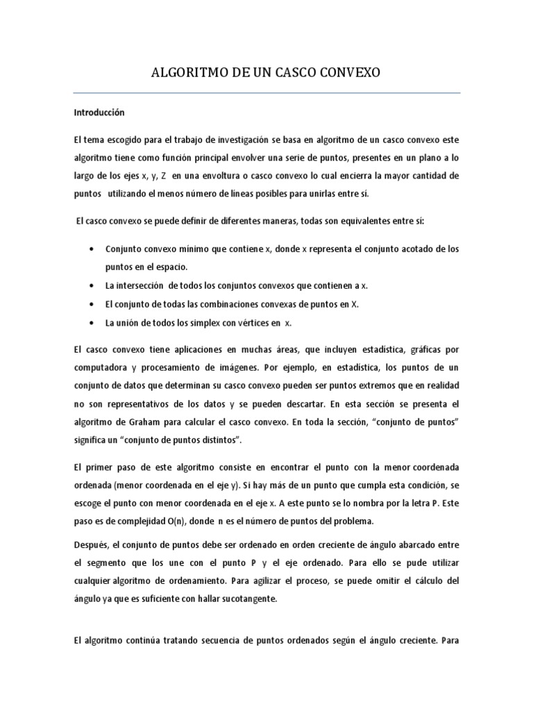 Algoritmo de Un Casco Convexo | PDF | Conjunto convexo | Algoritmos