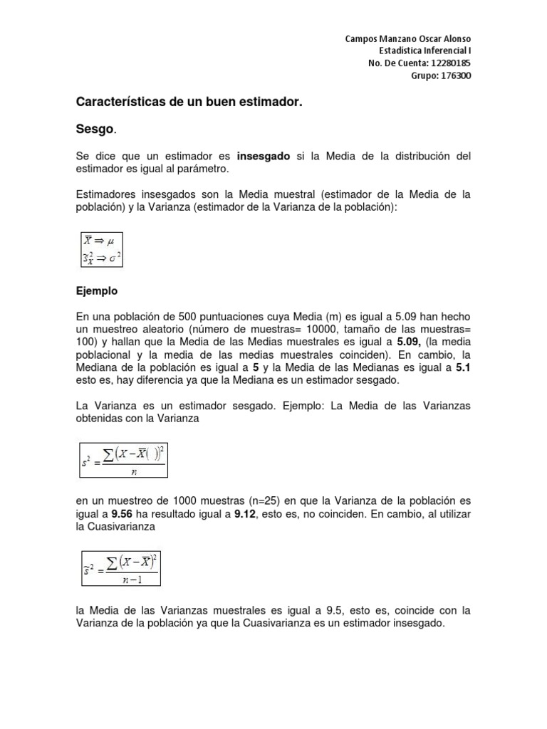 Caracteristicas de Un Buen Estimador | PDF