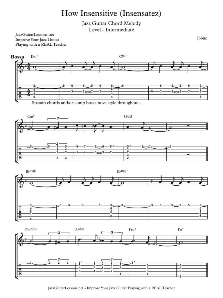 Guitar Chord Melody - How Insensitive Intermediate | PDF | Musicology ...
