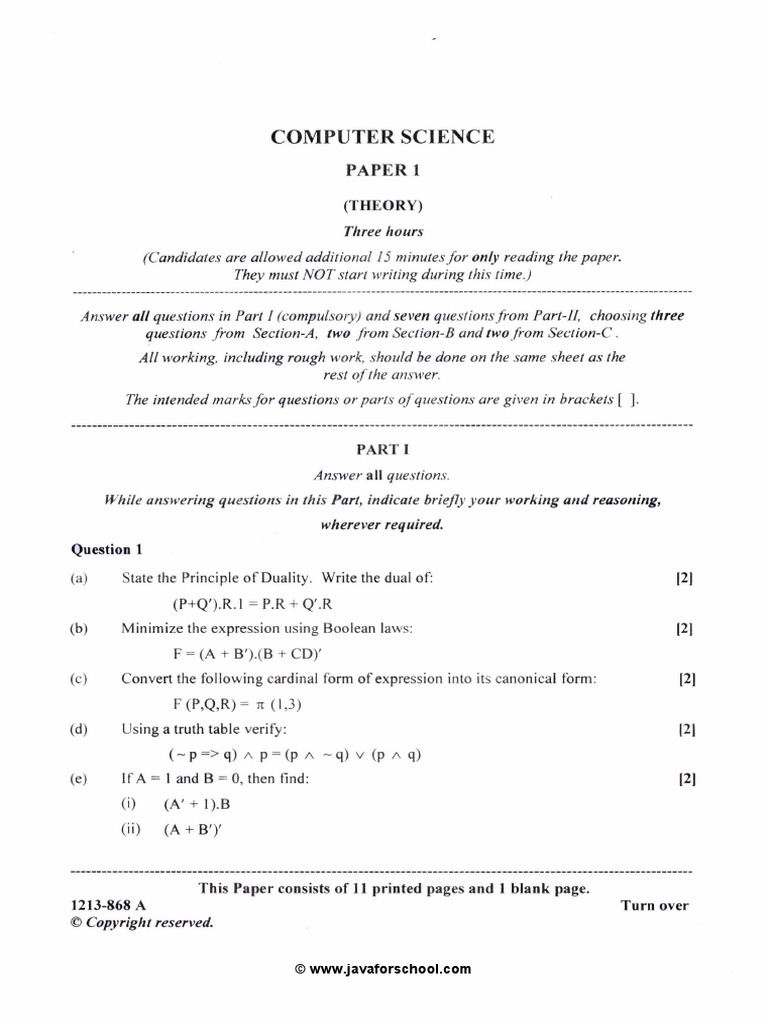 Isc 2013 Computer Science Paper 1 Theory Constructor Object Oriented Programming Matrix 3965