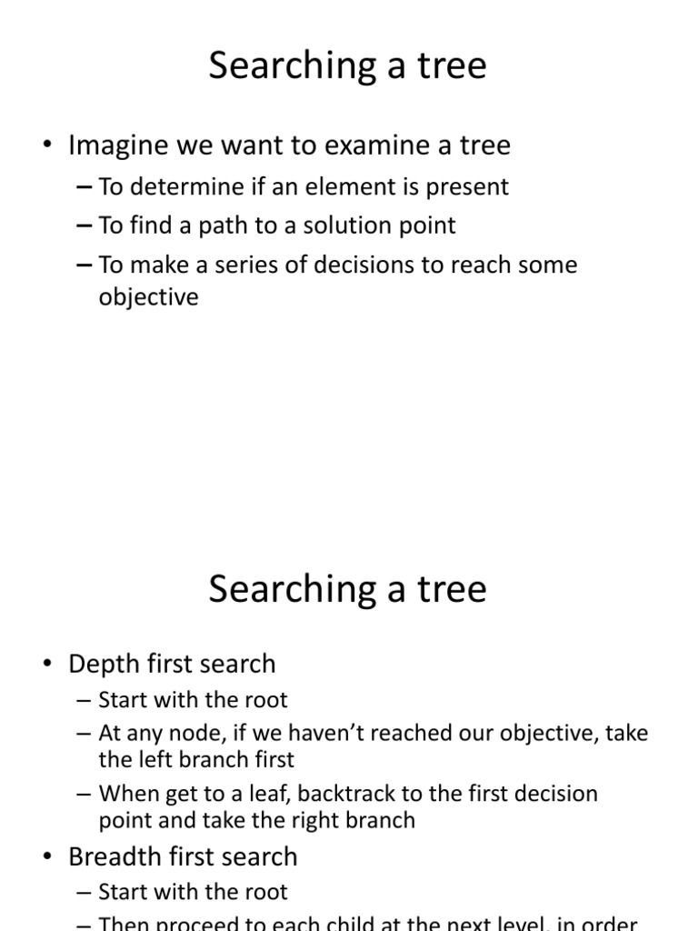 Search a tree using depth-first and breadth-first techniques | PDF ...