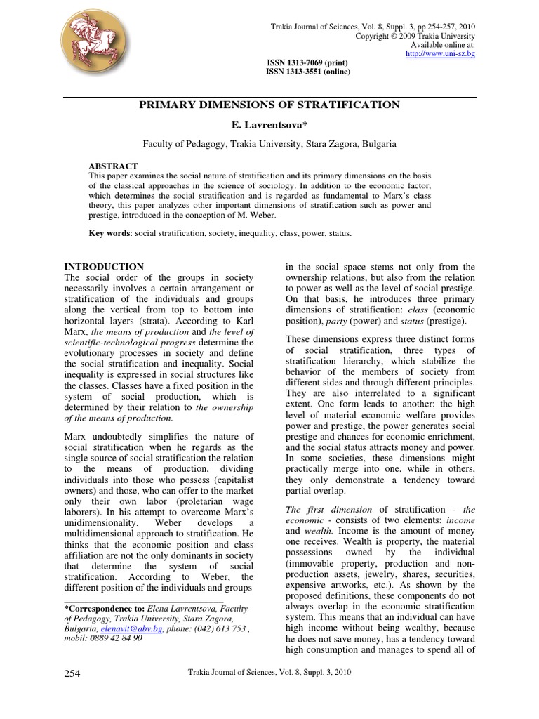 Primary Dimensions of Stratification | PDF | Social Stratification ...