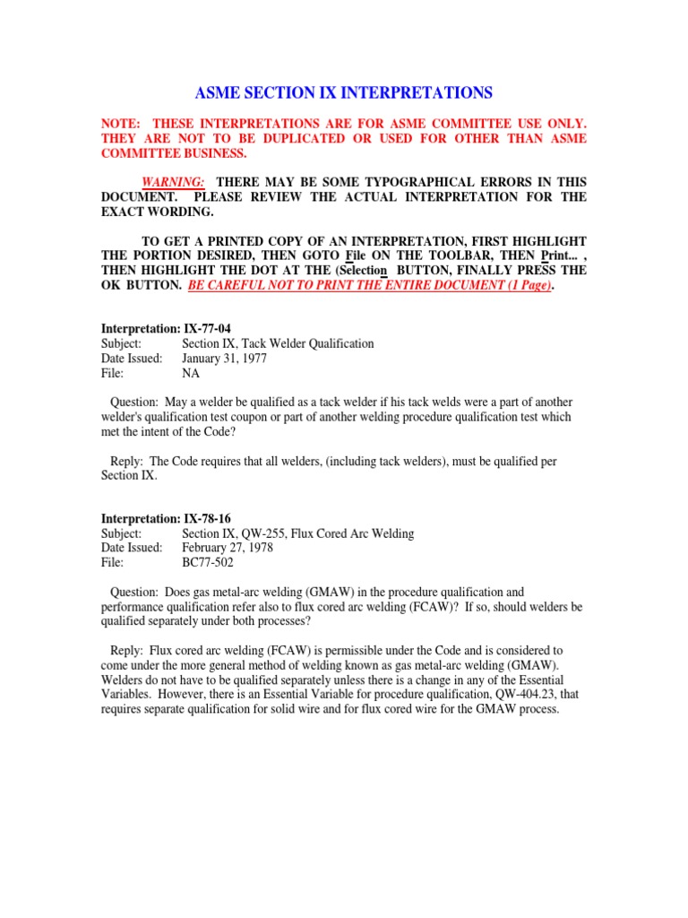 Asme Ix Welder Qualification Interpretation | PDF | Welding | Construction