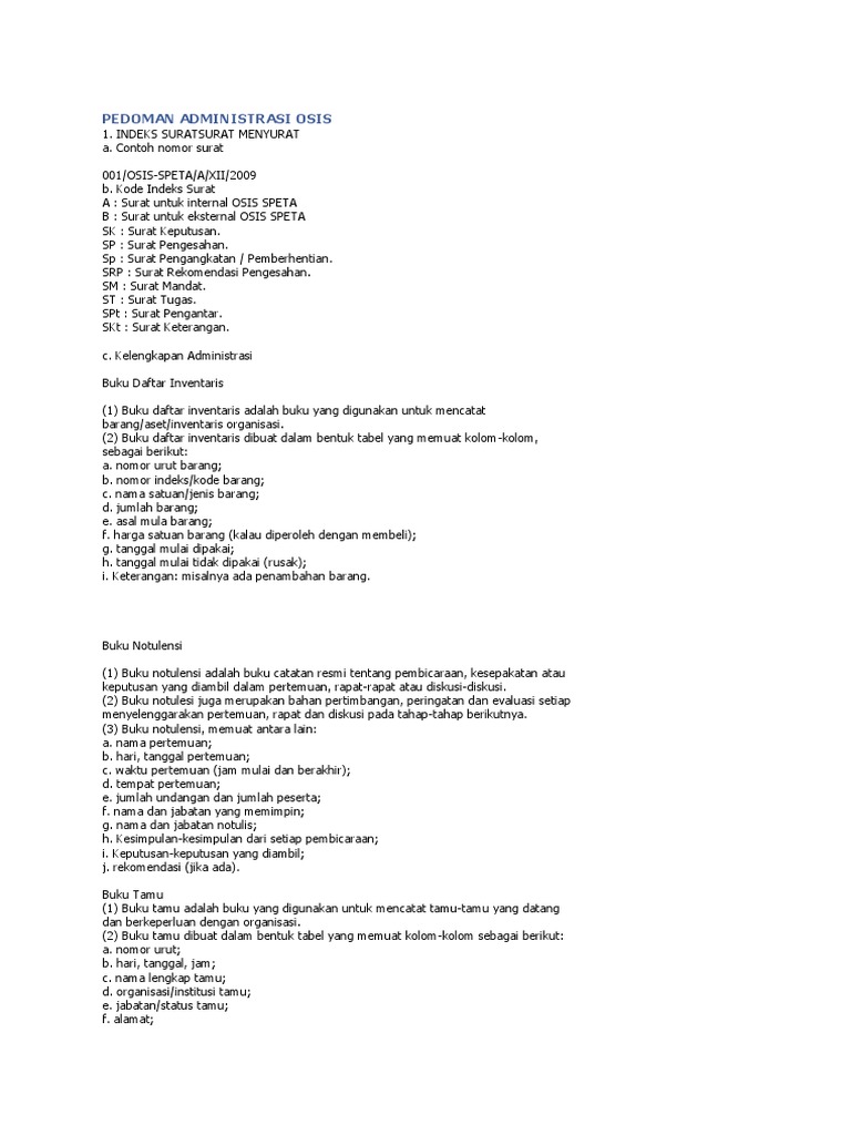 Pedoman Administrasi OSIS | PDF