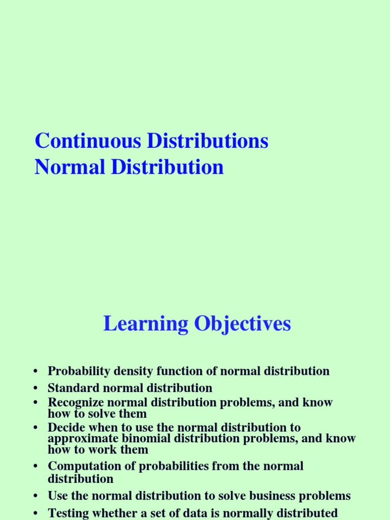Continuous Distributions Normal Distribution | PDF | Normal ...
