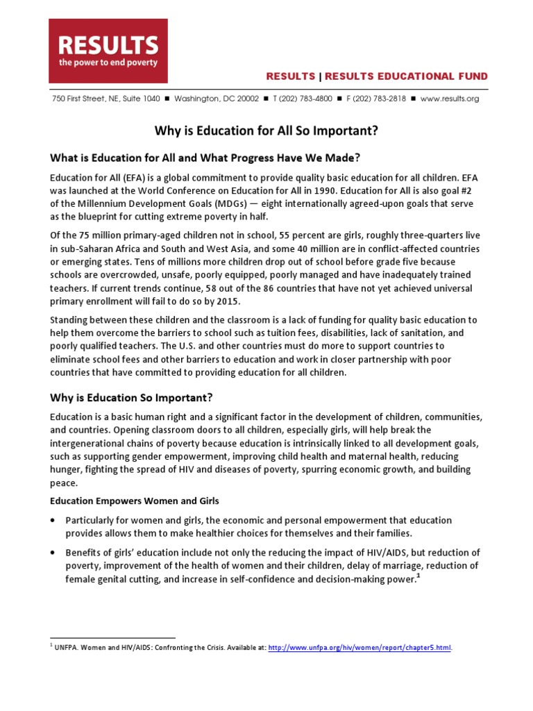 Importance of Education for All | PDF | Poverty | Poverty & Homelessness