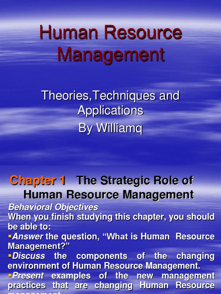 Human Resource Management: Theories, Techniques and Applications by ...