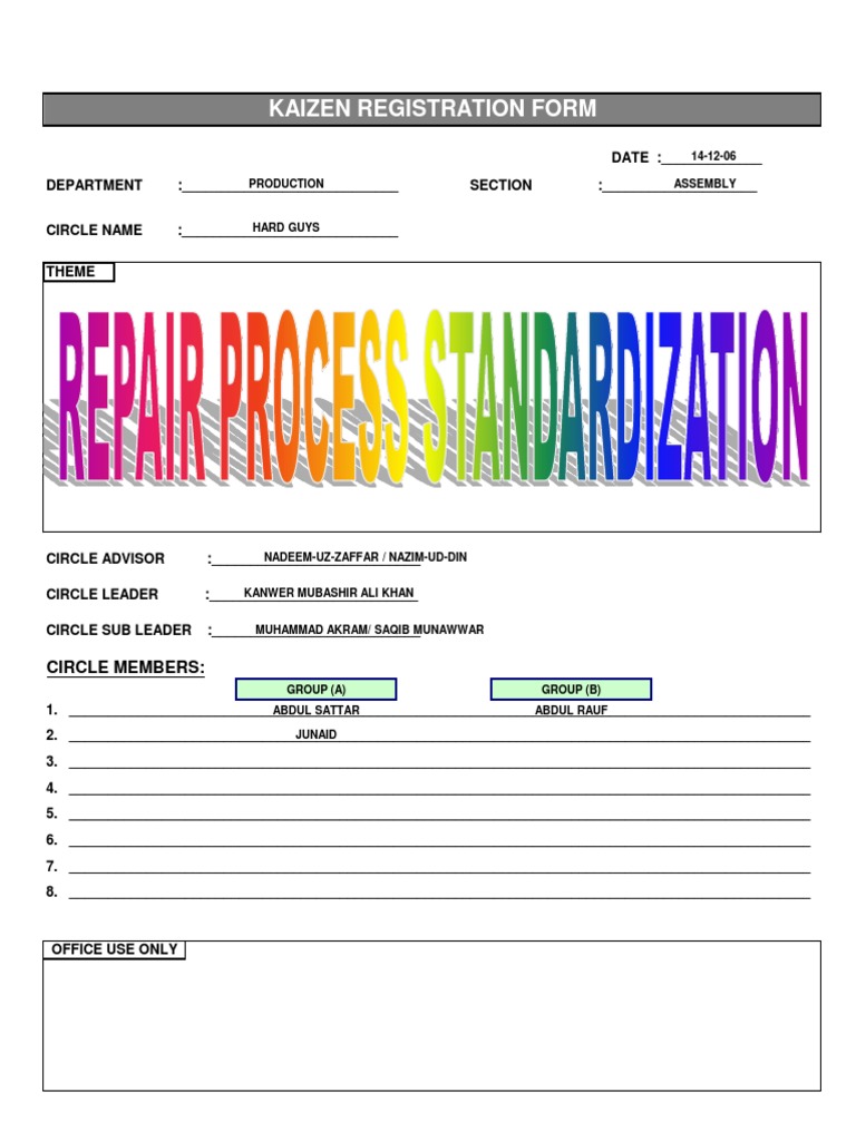 Kaizen Registration Form: Circle Members | PDF