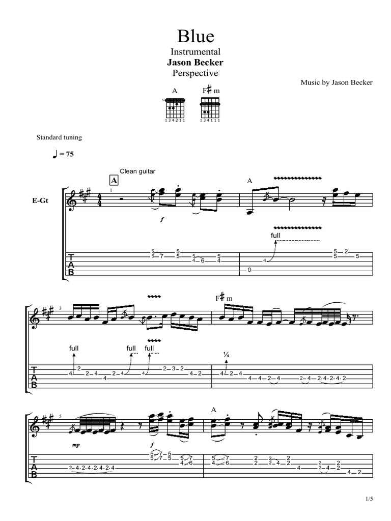 Jason Becker - Blue - Clean Guitar Solo | PDF