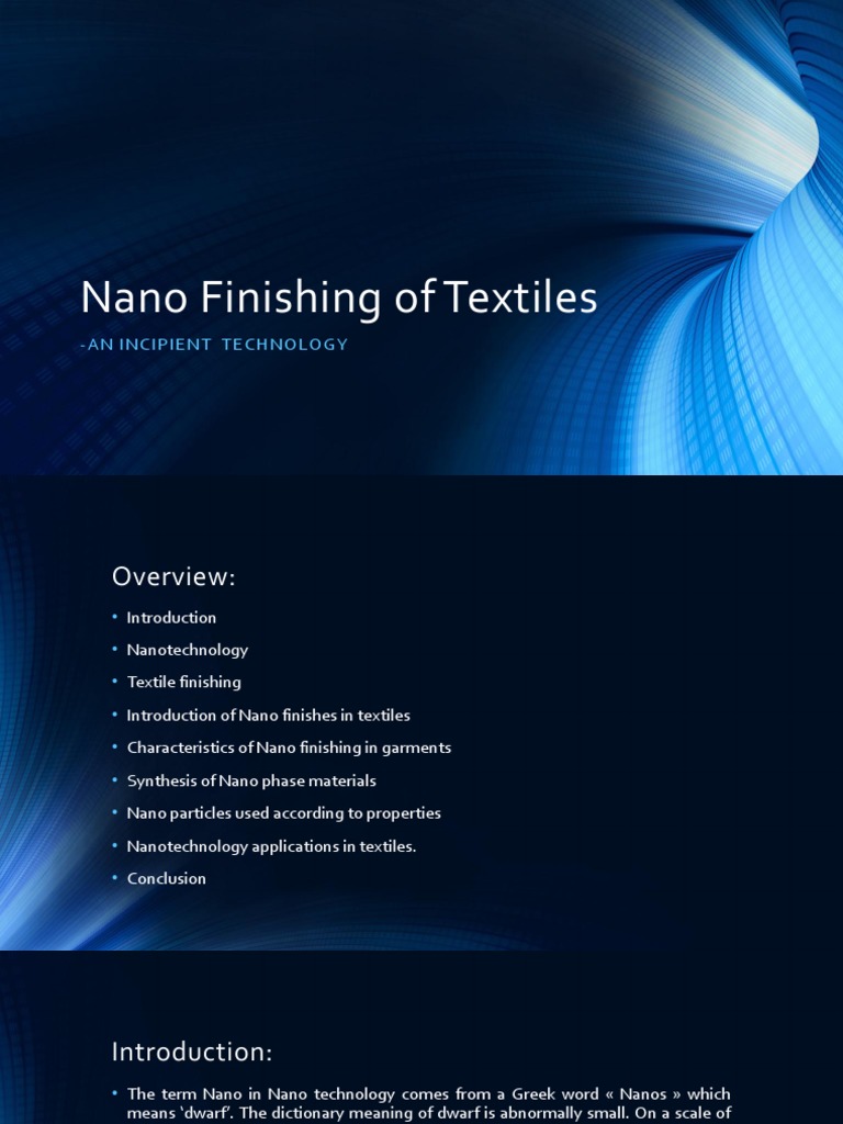 Nano Finishing of Textiles | PDF | Nanoparticle | Nanotechnology