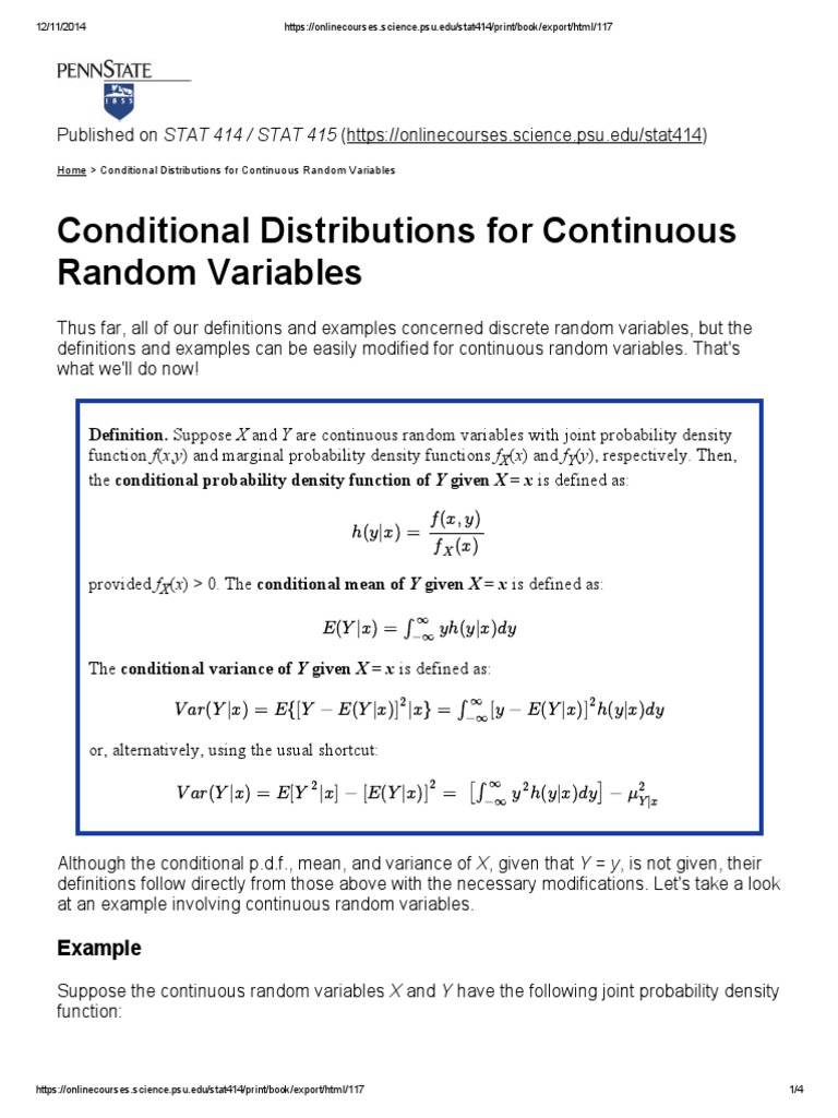 Conditional Distributions For Continuous Random Variables: Example ...