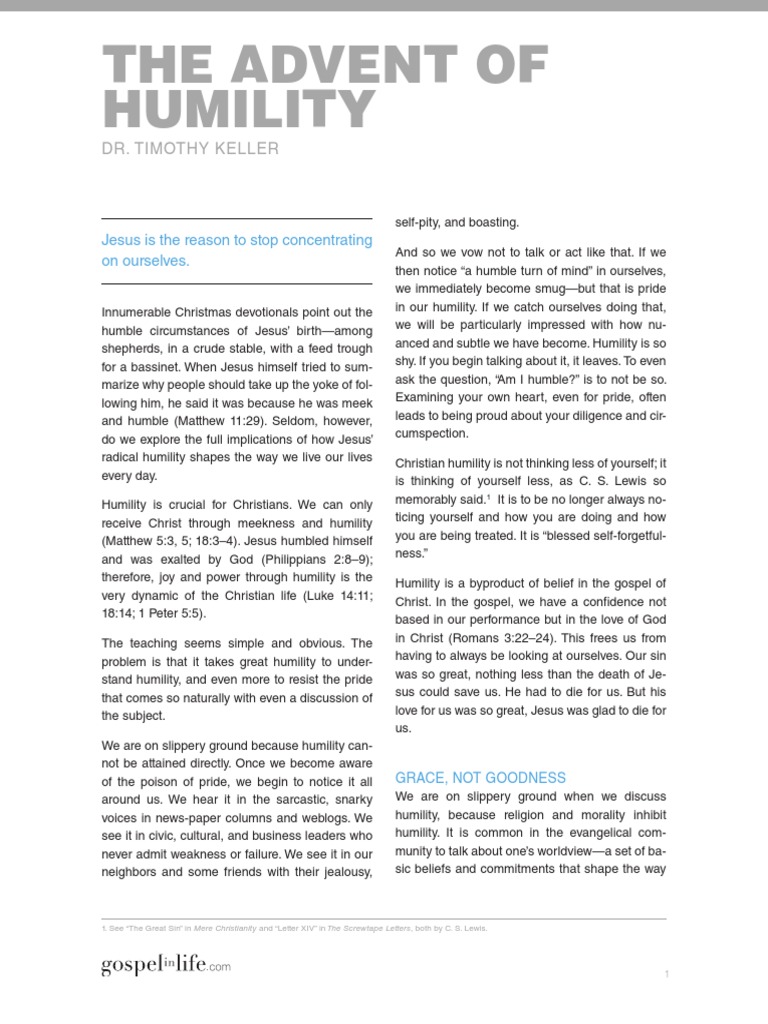 The Advent of Humility | PDF | Humility | Grace In Christianity