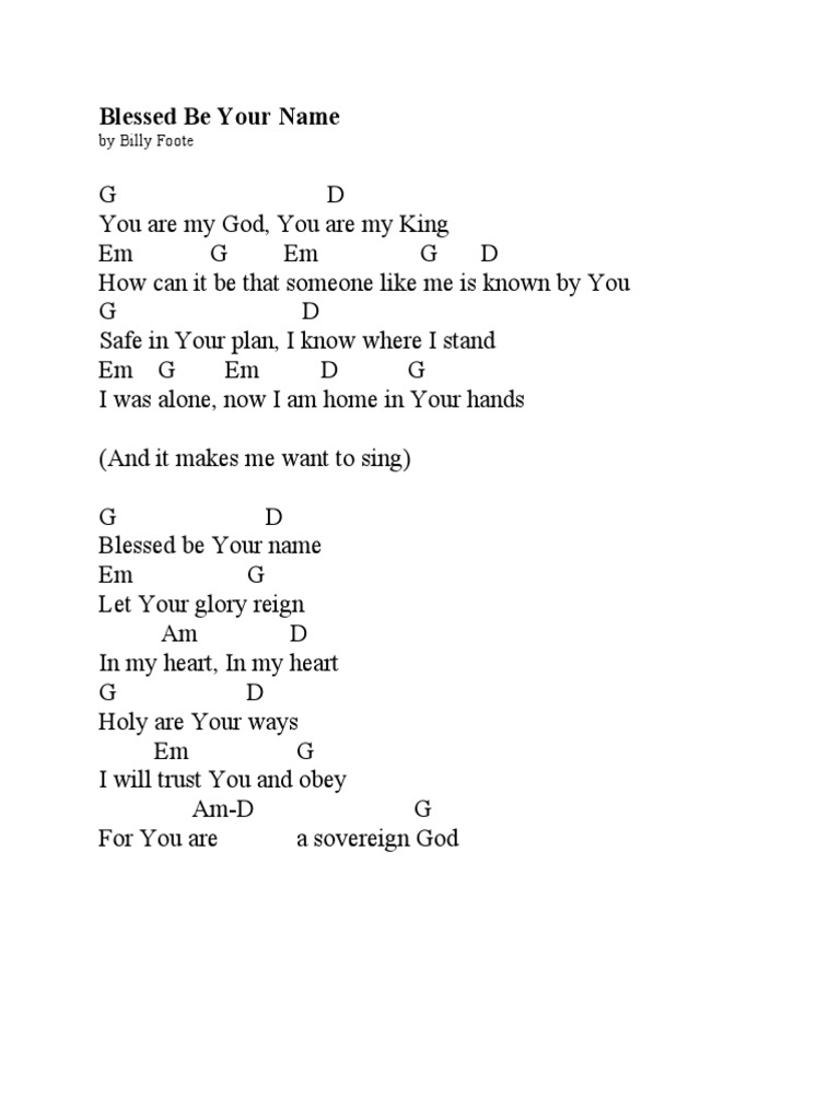 Blessed Be Your Name | PDF