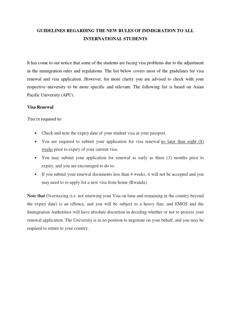 Immigration Guidelines for International Students | PDF | Travel Visa ...