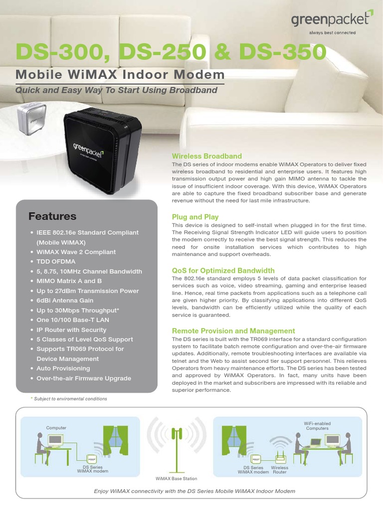 Ds-300, Ds-250 & Ds-350: Mobile Wimax Indoor Modem | PDF | Wi Max ...