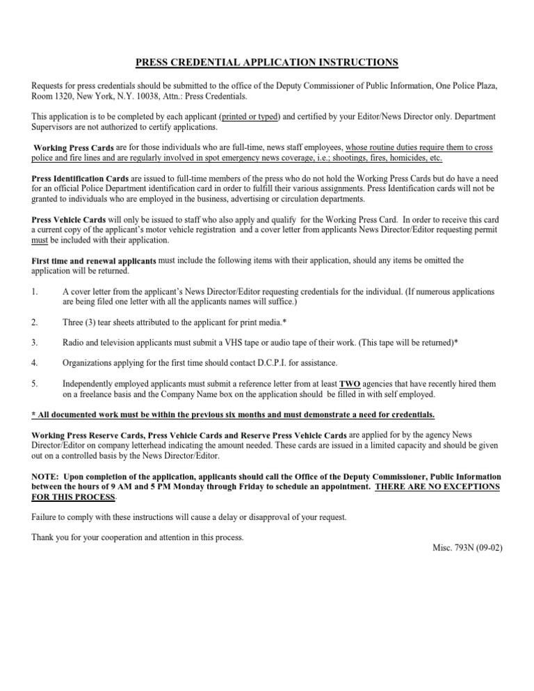 Press Credential Application Guide | PDF | Credential | News