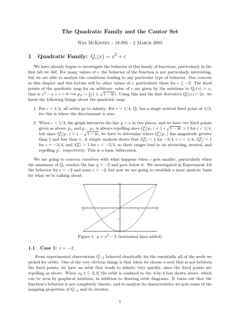 The Quadratic Family and The Cantor Set: 1.1 Case 1: C 2 | PDF ...