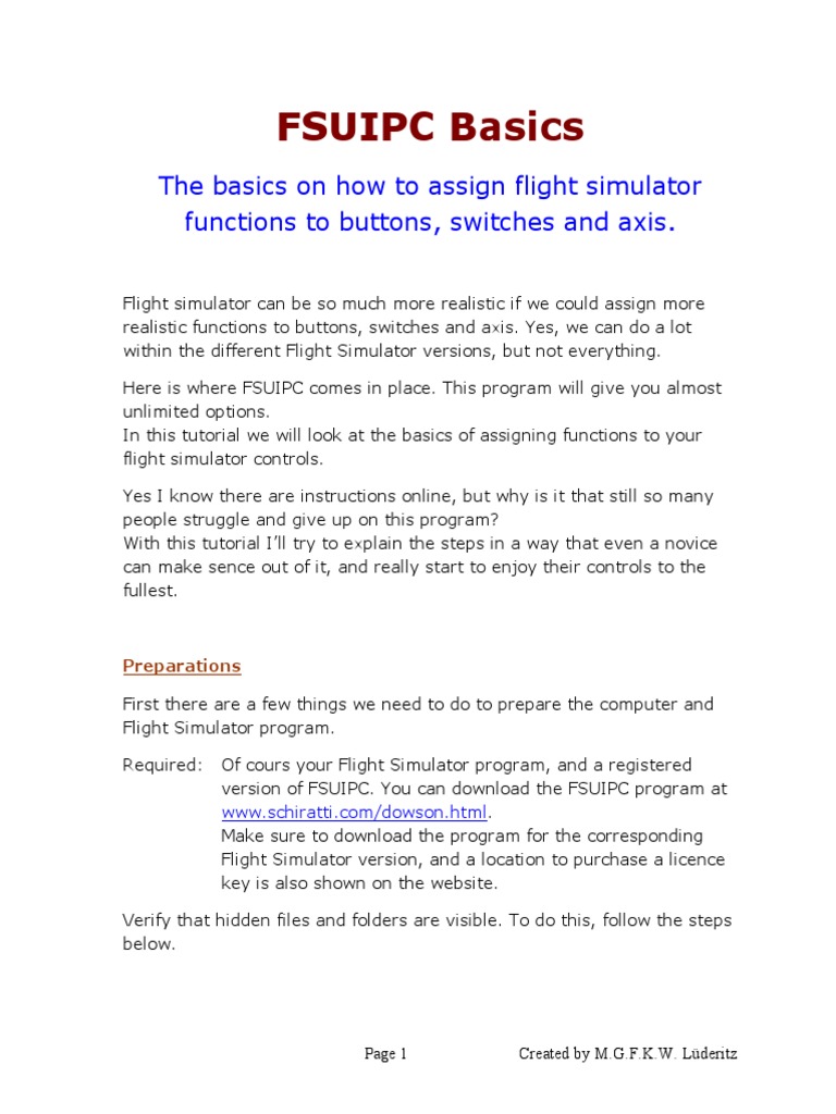 Configuring General Flight Controls and Buttons for a Cessna 172 using FSUIPC | PDF | Computer ...