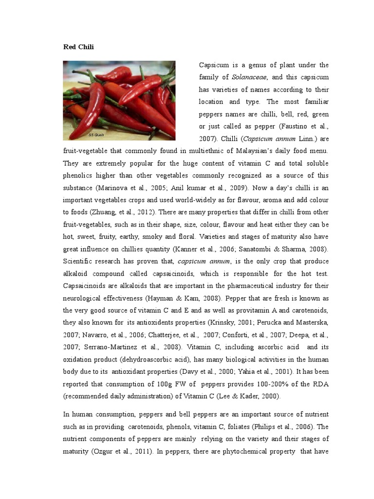 Red Chili | PDF | Chili Pepper | Vitamin C
