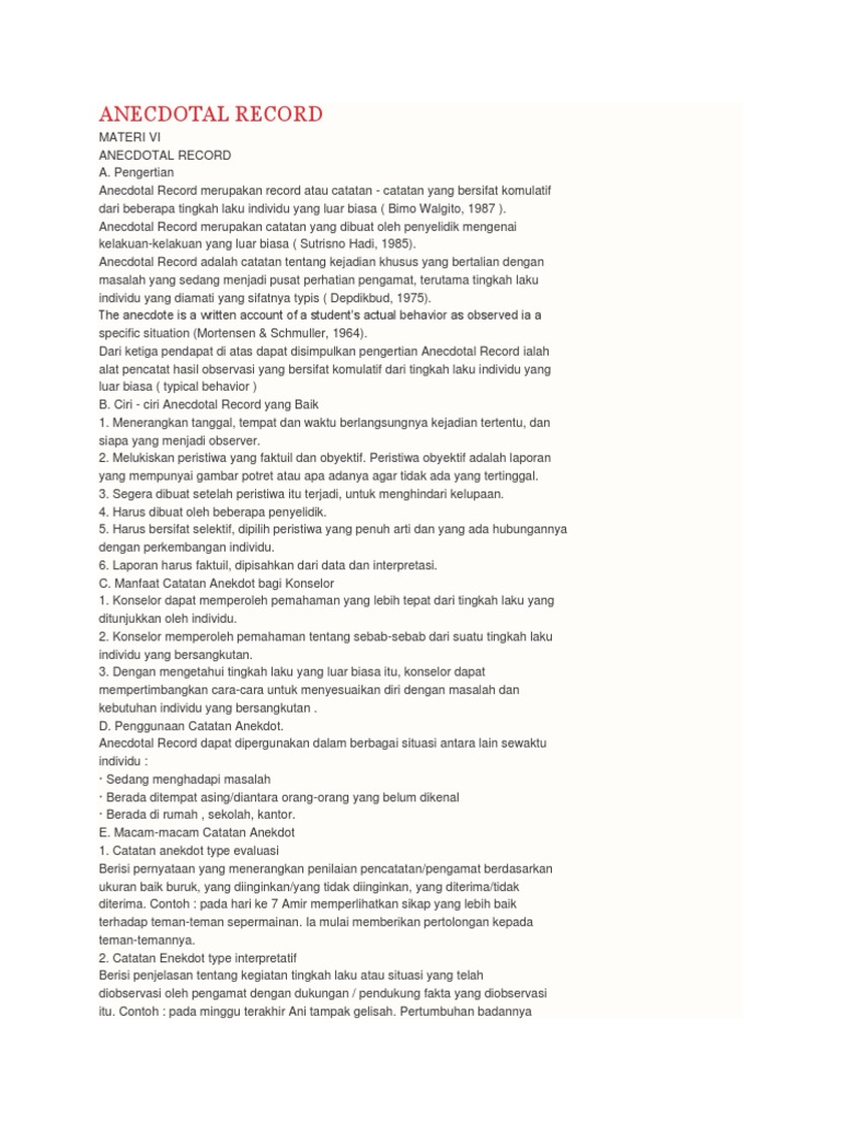 Anecdotal Record | PDF