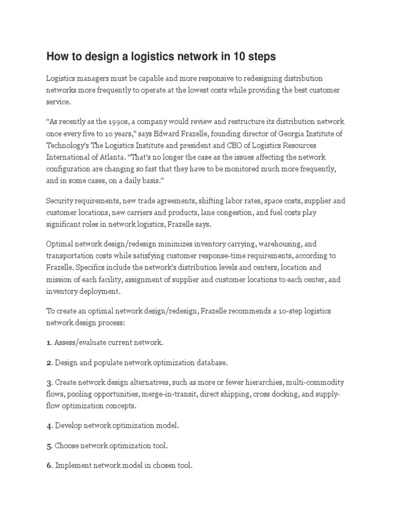 How To Design A Logistics Network in 10 Steps | PDF | Computers