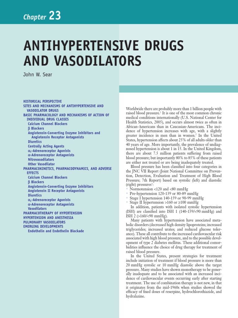 Antihypertensive Drugs and Vasodilators: John W. Sear | PDF ...