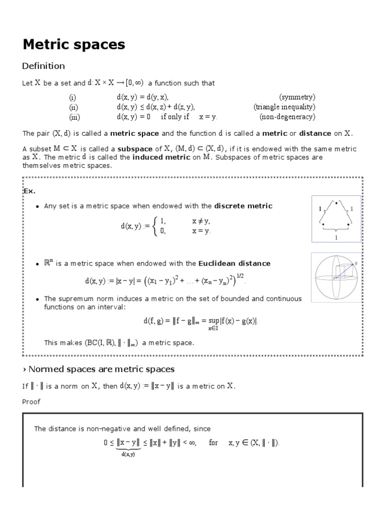 Definition and Examples of Metric Spaces | PDF | Teaching Methods ...