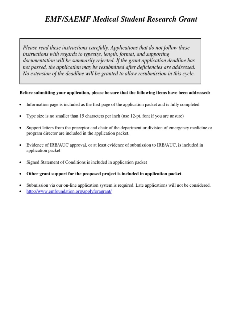 EM Student Grant | PDF | Institutional Review Board | National ...