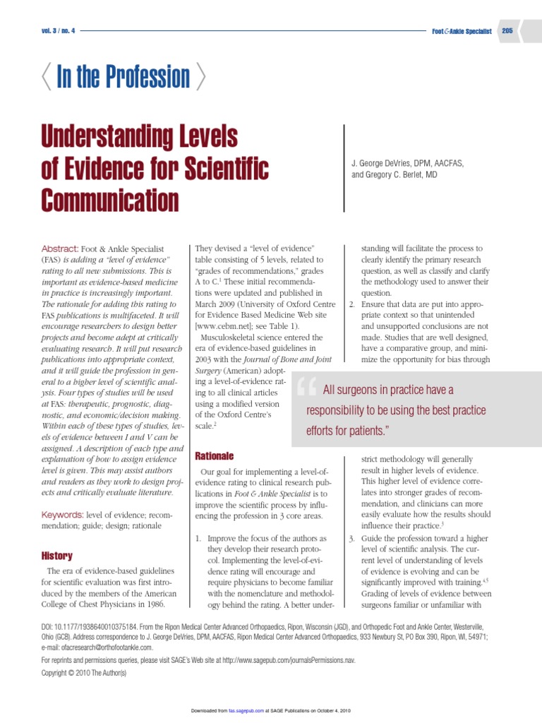 Level of Evidence | PDF | Randomized Controlled Trial | Evidence Based ...