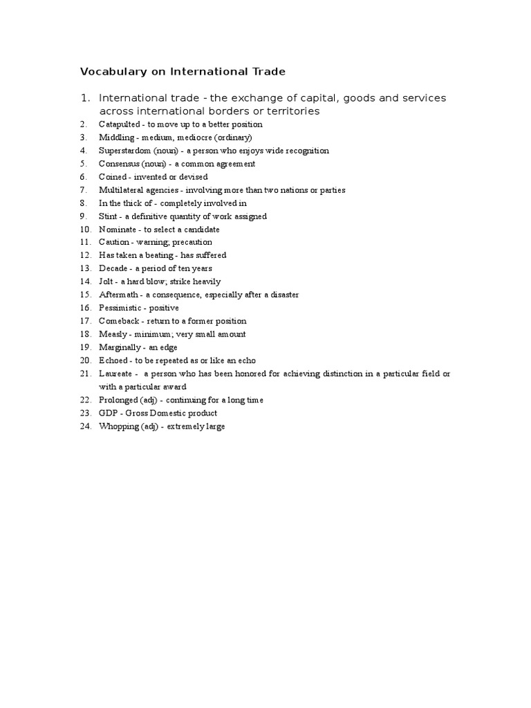 International Trade Vocabulary | PDF