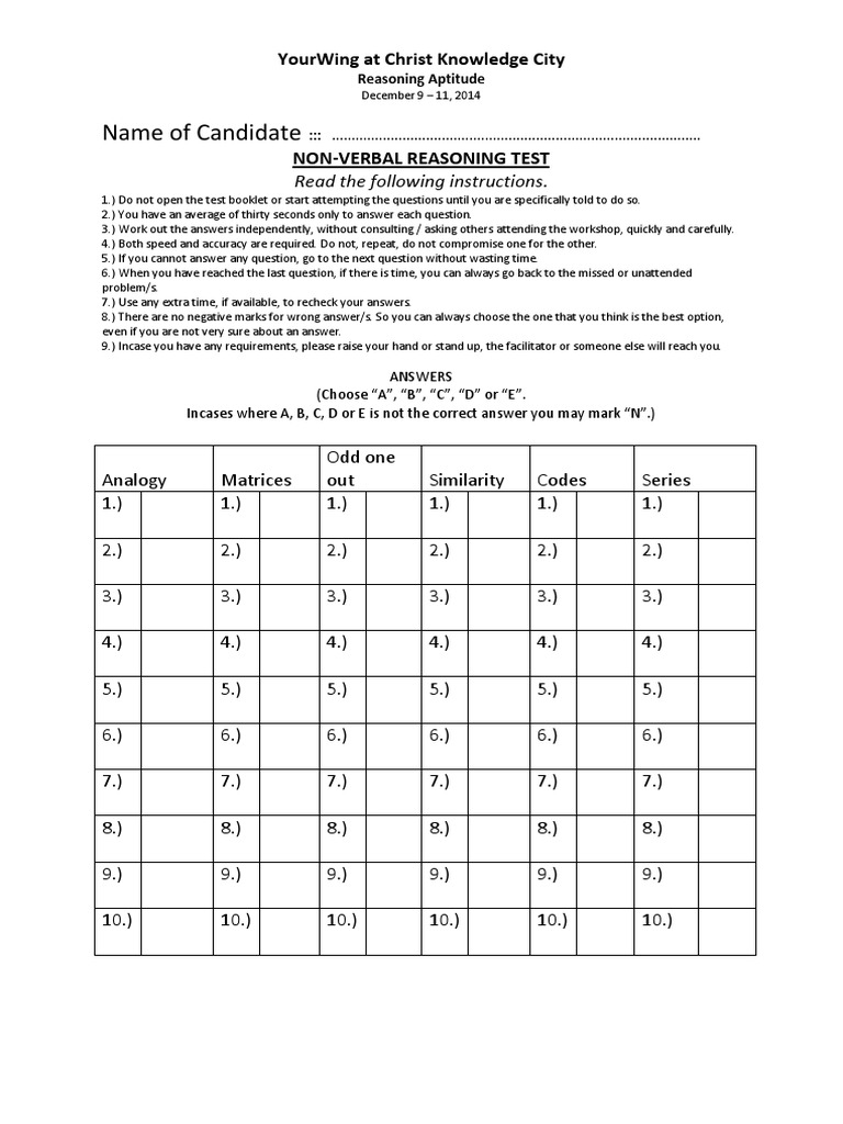 Non-Verbal Reasoning Test Guide | PDF