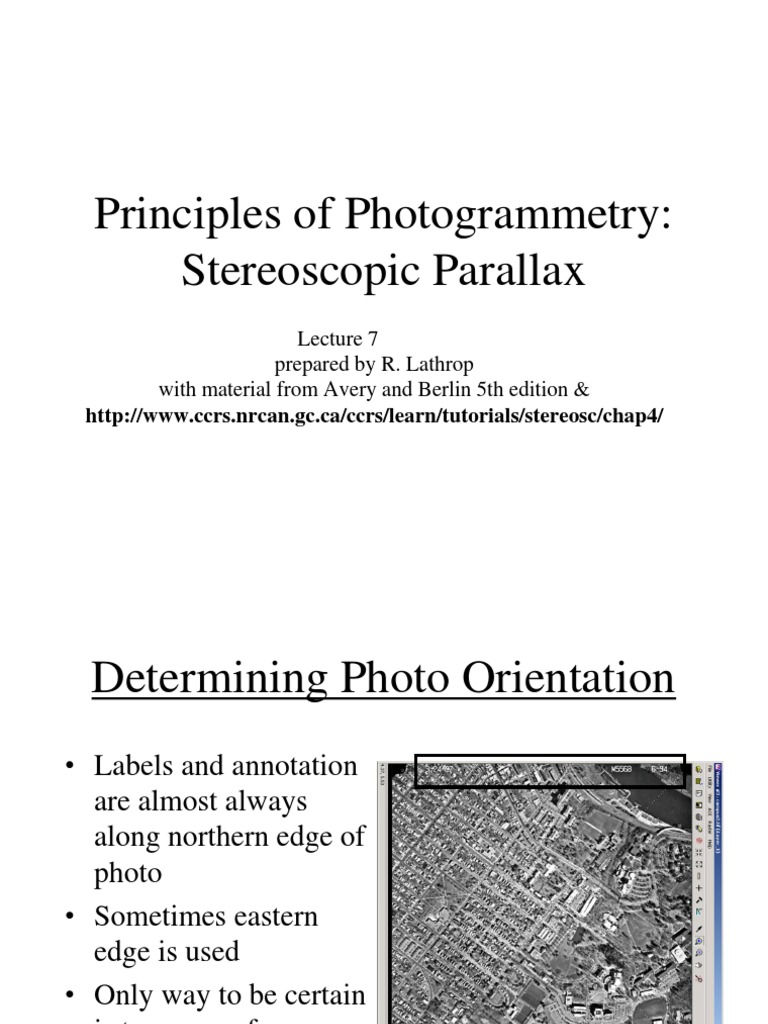 Principles of Photogrammetry: Stereoscopic Parallax | PDF | Stereoscopy ...