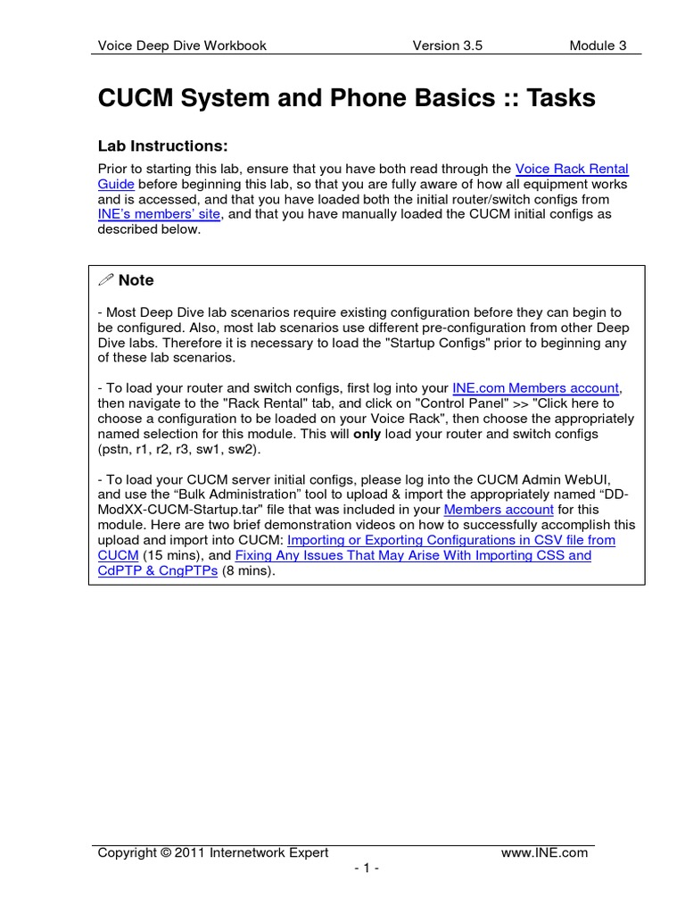 CUCM System and Phone Basics:: Tasks: Lab Instructions | PDF | Ip ...
