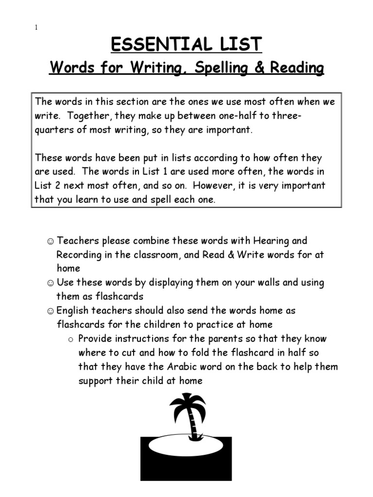 Essential Words for Writing & Spelling | PDF