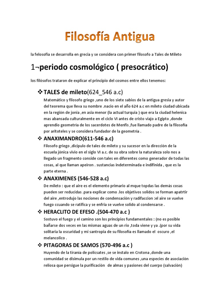 La Felosofia Se Desarrolla en Grecia y Se Considera Con Primer Filosofo ...