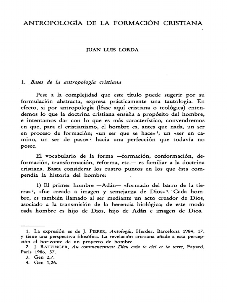 Antropología Cristiana de Juan Luis Lorda | PDF | Cristo (título) | Verdad