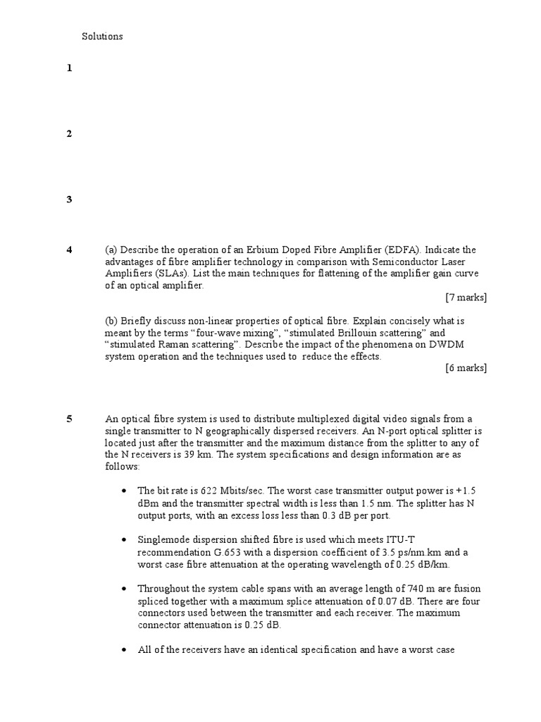 EDFA Impact on Optical Power Budget | PDF | Wavelength Division ...