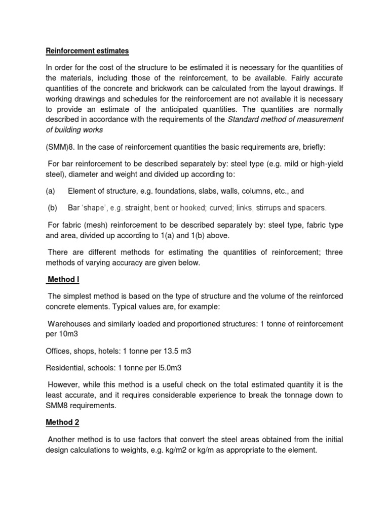 Of Building Works: Reinforcement Estimates | PDF | Nature