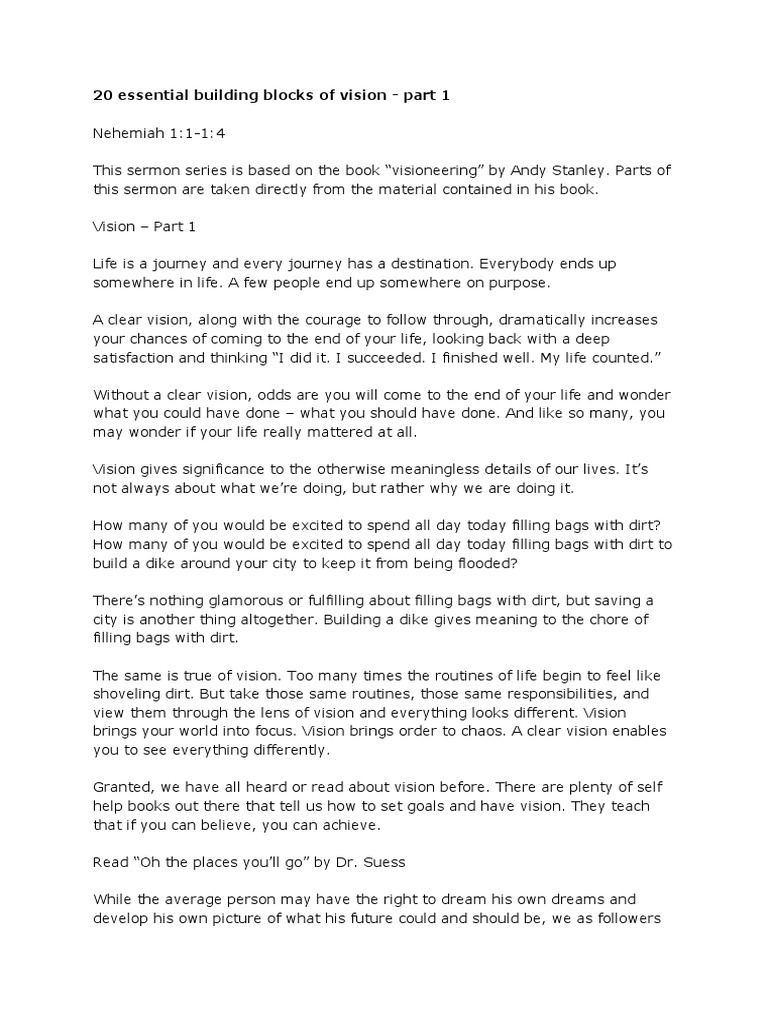 20 Essential Building Blocks of Vision | PDF | Temple In Jerusalem | Jews