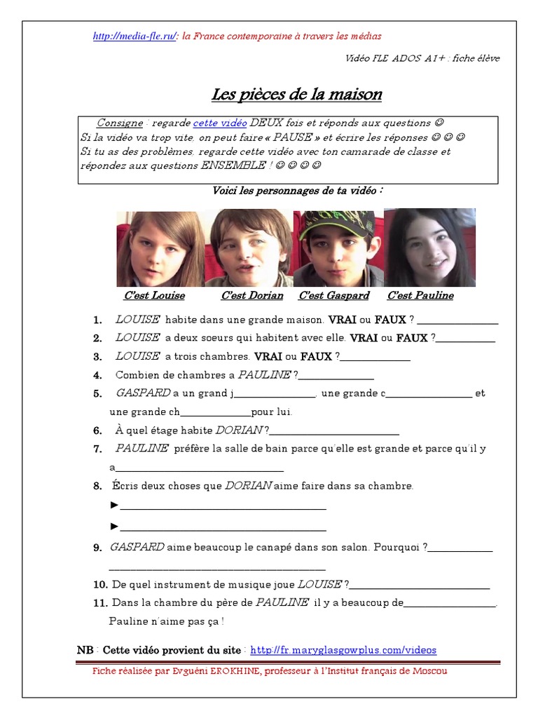 Les pièces de la maison en FLE A1 | PDF | Arts du langage et discipline