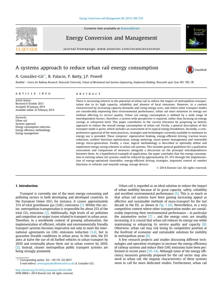 A Systems Approach To Reduce Urban Rail Energy Consumption | PDF | Rail ...