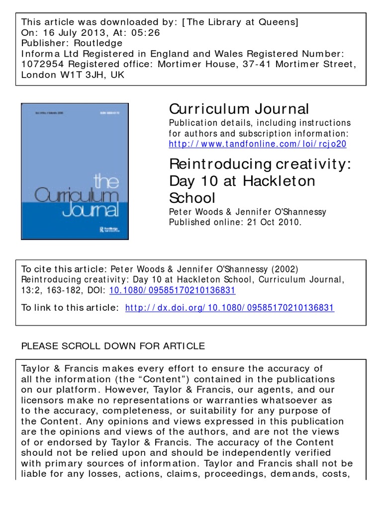 Curriculum Journal | PDF | Curriculum | Creativity
