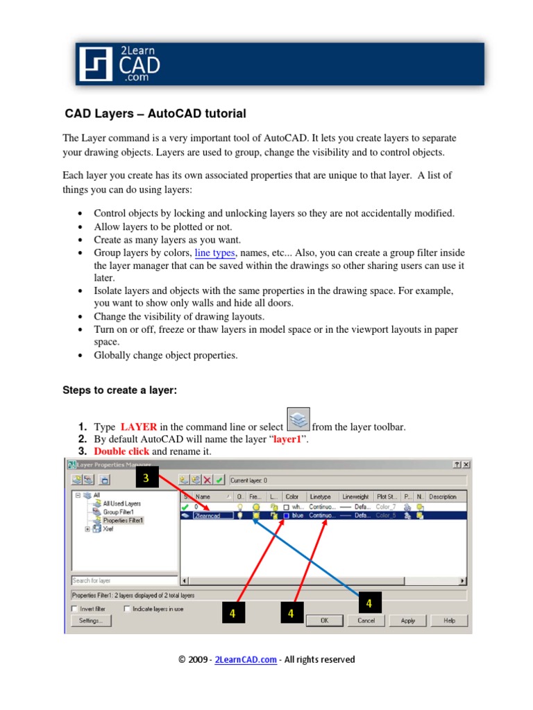 Cad Layers - Autocad Tutorial: Line Types | Download Free PDF | Auto ...