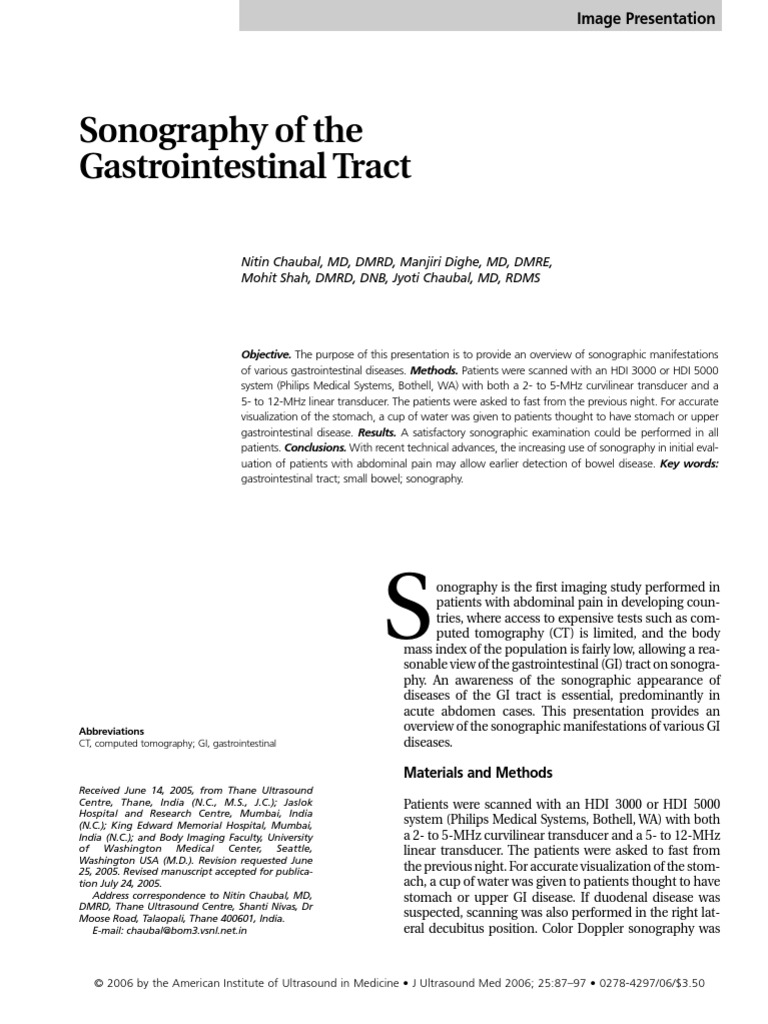 Sonography of GIT | PDF | Gastrointestinal Tract | Medical Ultrasound