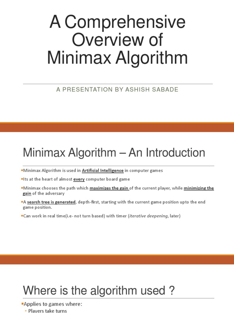 Seminar PPT (Minimax Algorithm) | PDF | Applied Mathematics | Teaching ...