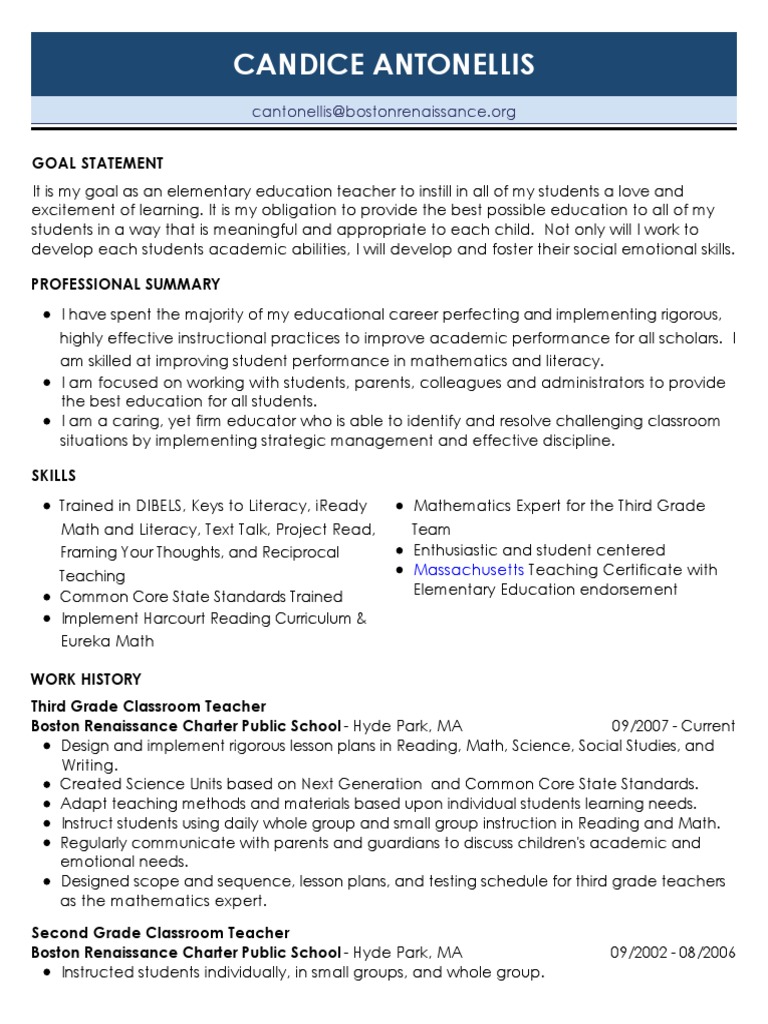 Candice Antonellis Resume | PDF | Teachers | Lesson Plan
