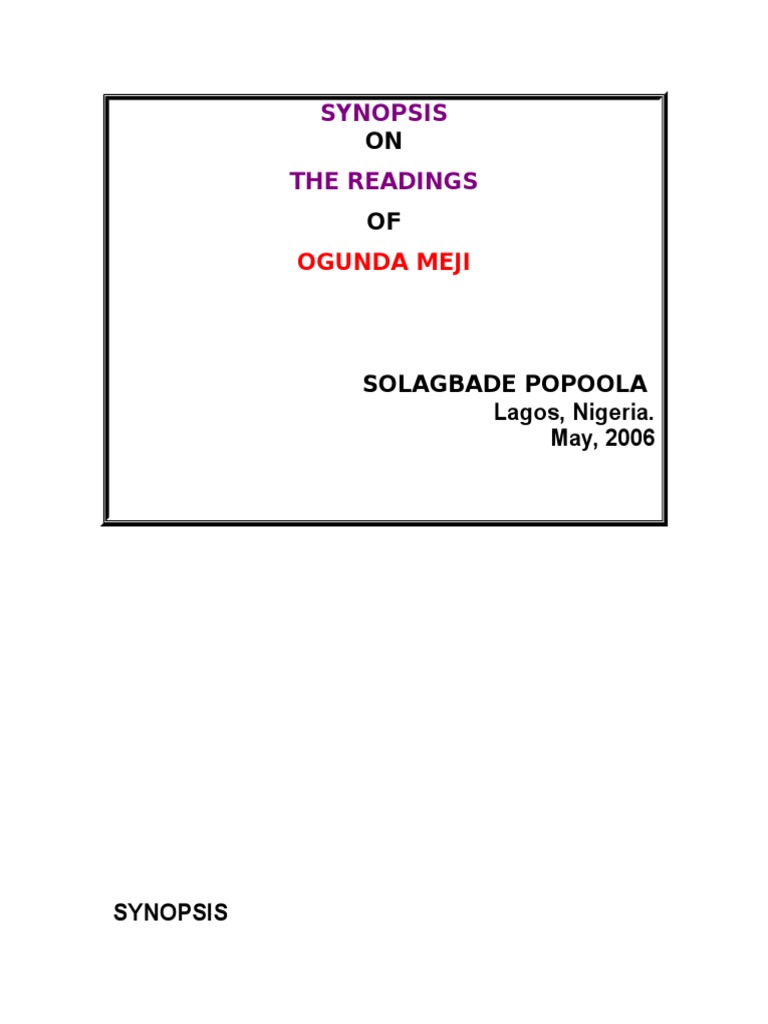 Ogunda_Meji_1 | Cultural Anthropology | Mythology