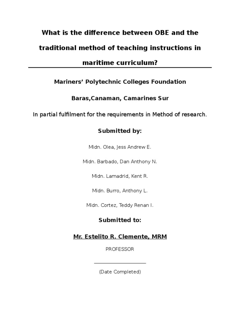 What Is The Difference Between OBE and The Traditional Method of ...